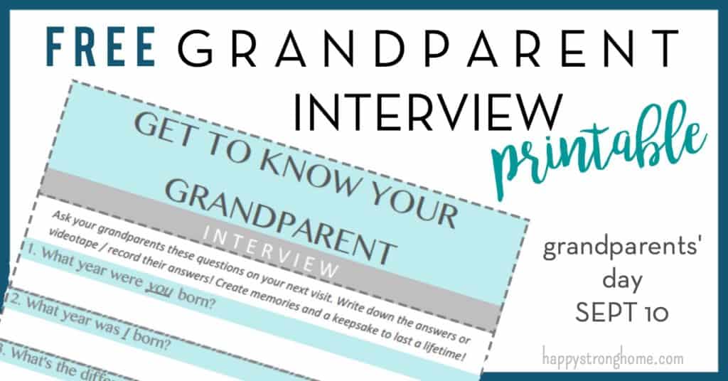 Grandparents Day Interview Printable and Gourmet Gift Idea! - Happy ...