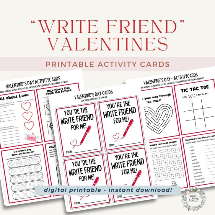 Write Friend Valentine's Day Card {Printable} - Happy Strong Home