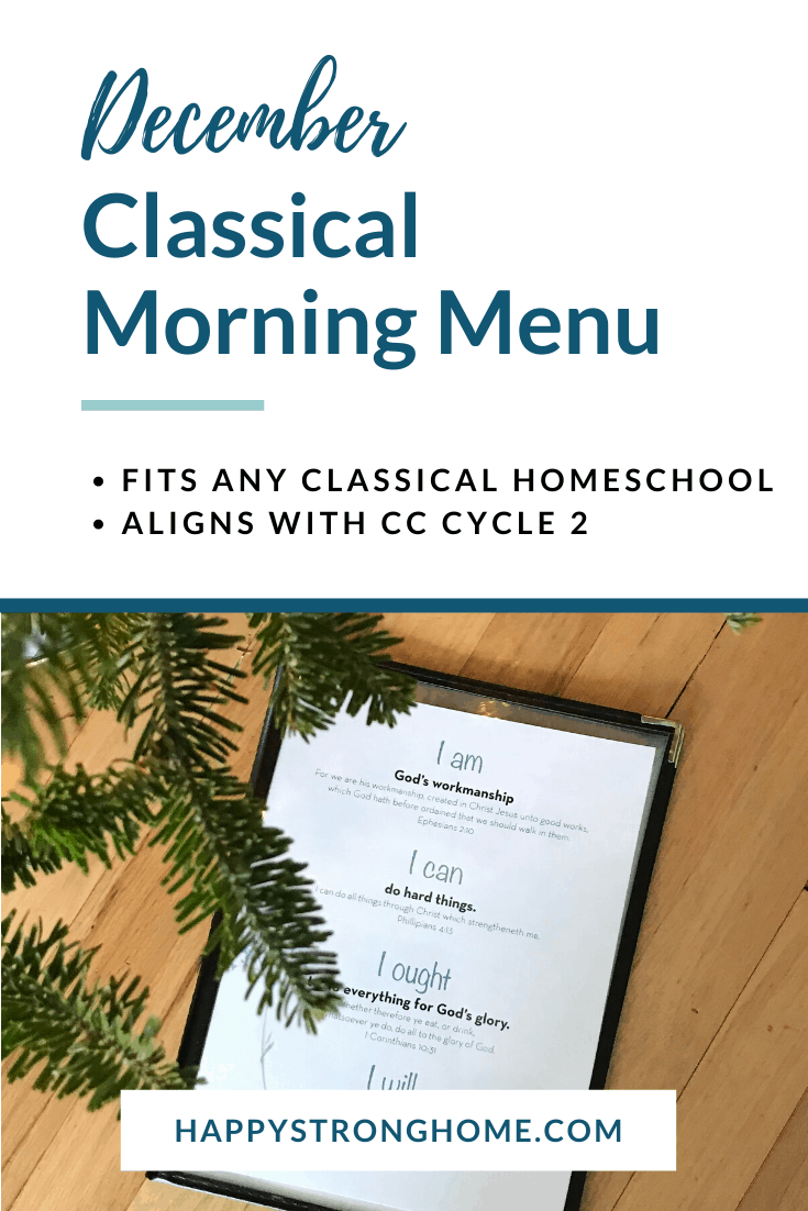Homeschool Morning Menu Printable (aligns w/ CC Cycle 2!) | Happy ...